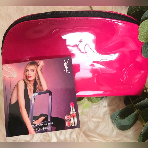 Yves Saint Laurent | Bags | Ysl Hot Pink Pouch With Sample | Poshmark